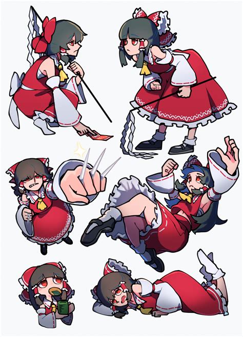 Iganashi1 Hakurei Reimu Touhou Highres 1girl Ascot Between