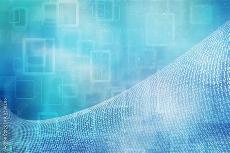 Abstract Binary Numbers Data Concept On Square Droplet Bokeh Computer Copy Space Background