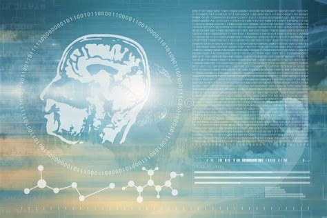 Composite Image Of Digitally Image Of Dna Helix And Brain Interface