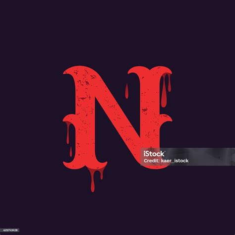 N 문자 아이콘 블러드 스플래시빈티지 슬래브 세리프 타입 개척시대의 서부에 대한 스톡 벡터 아트 및 기타 이미지 개척시대의