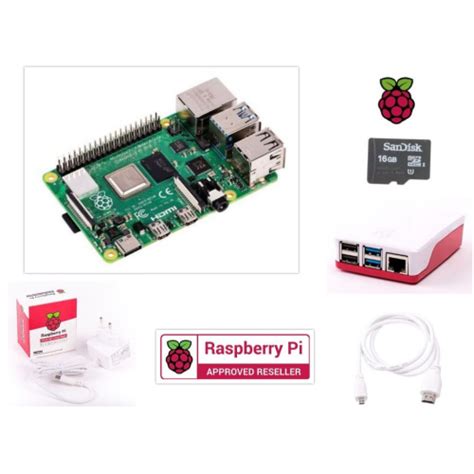 raspberry pi4 model b 8gb red white official case essentials kit boxed