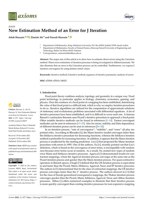 Pdf New Estimation Method Of An Error For J Iteration
