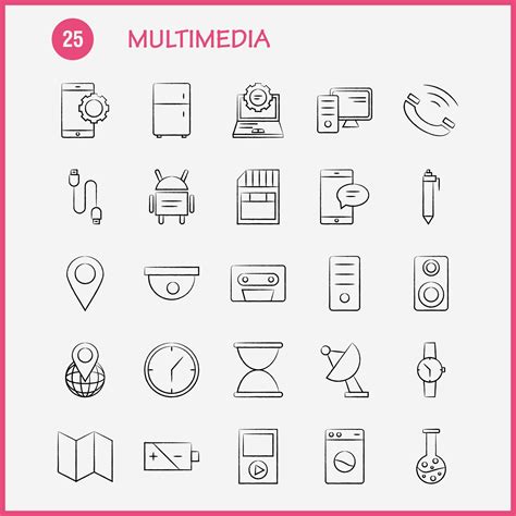 Multimedia Hand Drawn Icon For Web Print And Mobile Uxui Kit Such As World Globe Map Location