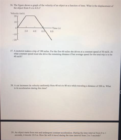 Solved The Figure Shows A Graph Of The Velocity Of An Chegg