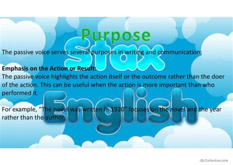 Passive Voice Purpose And Examples English Esl Powerpoints Passive Voice Purpose And Examples English Esl Powerpoints