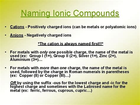 Naming Ionic Compounds By Duaa Saleh Naming Ionic