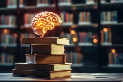 A Human Brain Hovers Over A Stack Of Books In A Library Generative Ai