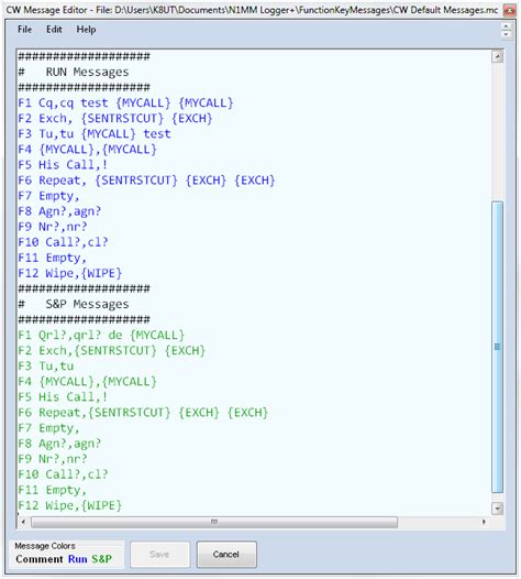 Function Keys Messages And Macros N Mm Logger Plus