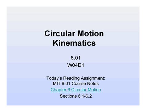 Circular Motion Kinematics Summaries Kinematics Docsity