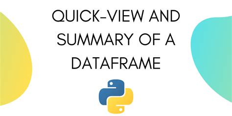 Dataframes In Python Quick View And Summary Askpython