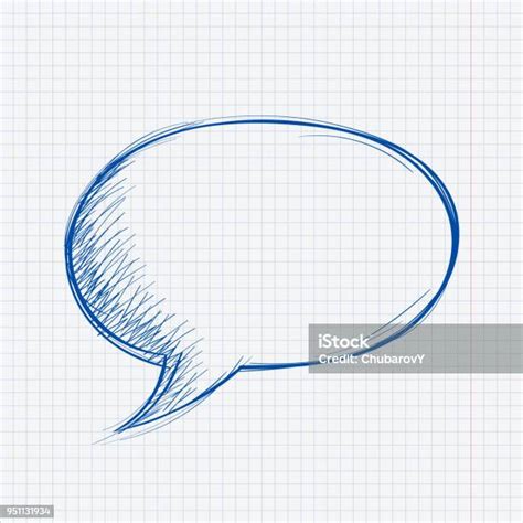 연설 거품이 있다입니다 줄이 그어진된 종이에 파란색 기호를 채팅 손으로 그린된 스케치 0명에 대한 스톡 벡터 아트 및 기타