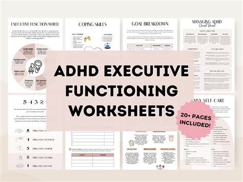 Adhd Worksheets For Adults And Teens Executive Functioning Bundle
