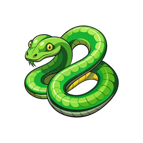 Lifelike Green Tree Python Nature Graphic Stock Illustration Illustration Of Wildlife Doodle