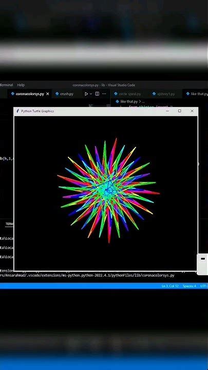 Spiral Turtle Using Python Code Shorts Python Pythonturtle Pythonturtlegraphics Short
