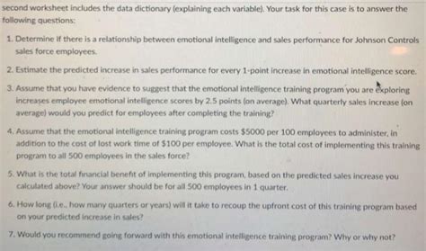 Solved Second Worksheet Includes The Data Dictionary Chegg Com