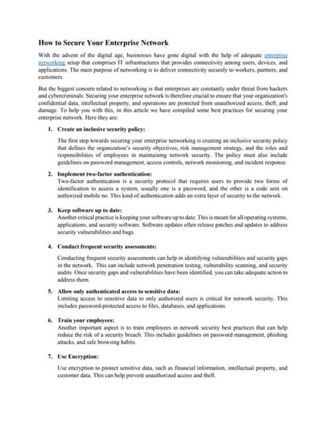 How To Secure Your Enterprise Network Pdf Computer Networking Computing
