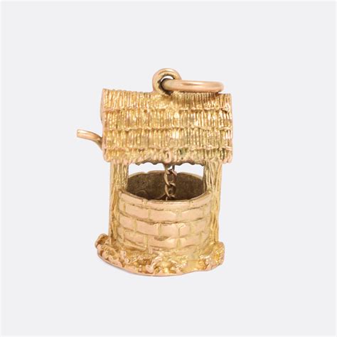 Vintage Gold Wishing Well Charm Pendant Butter Lane Antiques