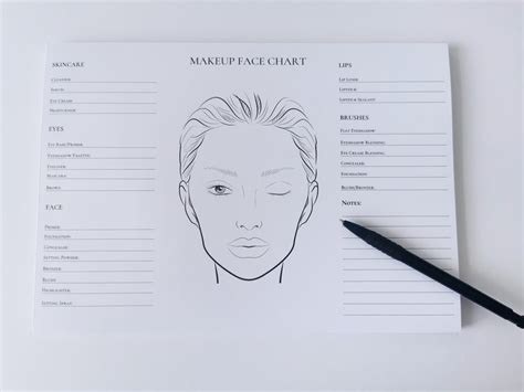 Makeup Face Chart For Makeup Artists Landscape Digital Download