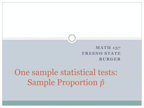 PPT One Sample Statistical Tests Sample Proportion PowerPoint Presentation ID 2590890