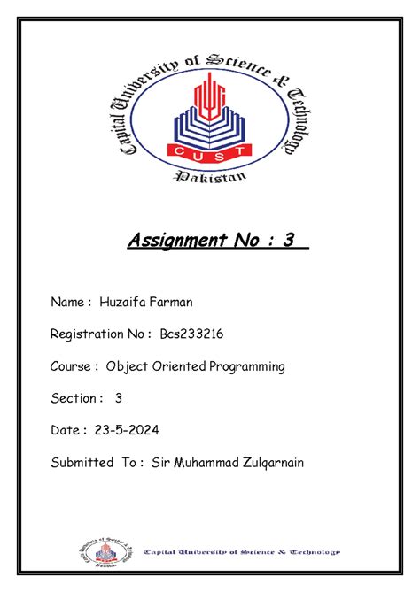 Assignment Title Page Introduction To Programming Assignment No 3