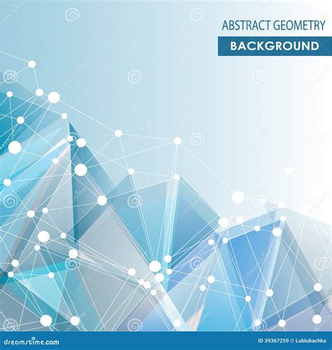 Polygonal Blue Background With Abstract Molecular Stock Vector Illustration Of Network