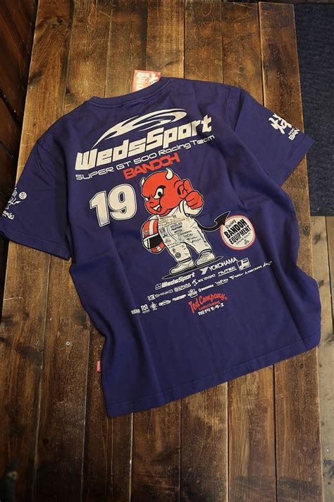エフ商会 Wedssports×tedmanテッドマン×カミナリコラボ Wsbt 06 抜染プリントtシャツ ブルー エフ商会