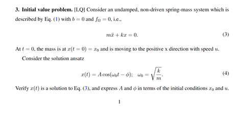 Solved Initial Value Problem LQ Consider An Undamped Chegg