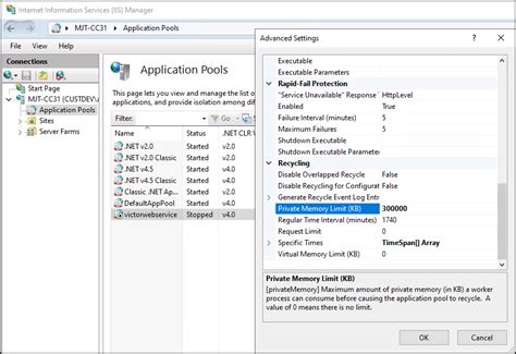 Configure Iis Process Private Memory Limit