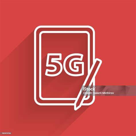 긴 그림자로 격리 된 5g 무선 인터넷 와이파이 아이콘흰색 라인 그래픽 태블릿 글로벌 네트워크 고속 연결 데이터 속도 기술 벡터 0명에 대한 스톡 벡터 아트 및 기타 이미지