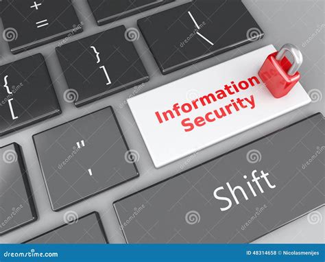 Padlock And Information Security On Computer Keyboard 3d Illus Stock Illustration
