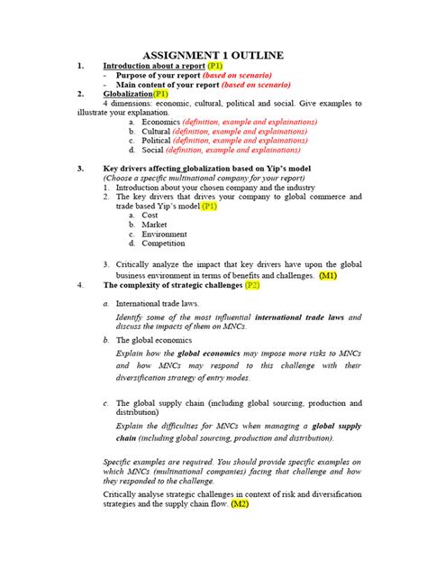 Assignment 1 Outline530 Pdf Multinational Corporation Economics