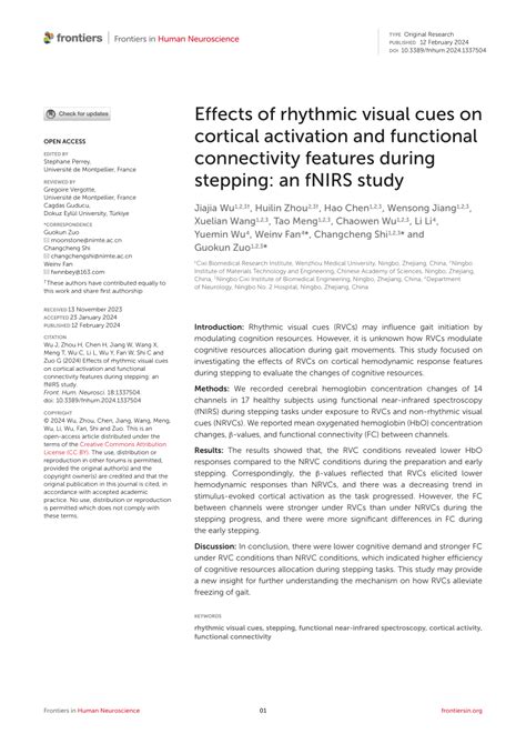 Pdf Effects Of Rhythmic Visual Cues On Cortical Activation And