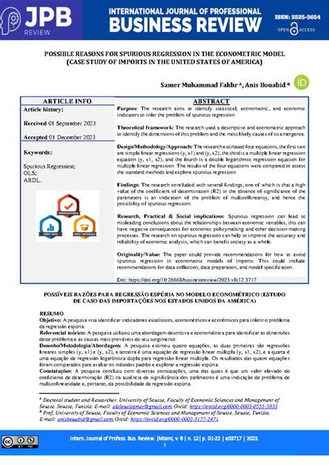 Possible Reasons For Spurious Regression In The Econometric Model