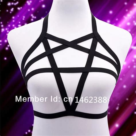 New Sexy Elastic Lingerie Pentagram Harness Cage Bra Body Cage Fetish Bondage Harness Belt 90s