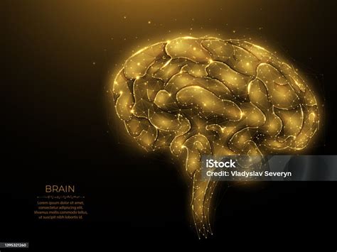 어두운 배경에 다각형 인간 뇌 벡터 일러스트레이션 인공 지능의 개념 대뇌 낮은 폴리 디자인 신경학 배너 또는 템플릿 3차원 형태에 대한 스톡 벡터 아트 및 기타 이미지