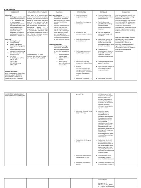 Actual Problem Assessment Explanation Of The Problem Planning Intervention Rationale Evaluation