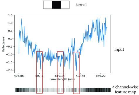 convolution process with input spectral signal and a kernel size of 3