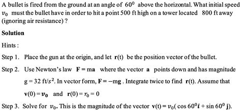 solved a bullet is fired from the ground at an angle of 60°