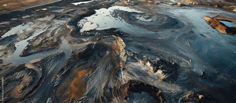 This Aerial Photograph Showcases The Alberta Regions Athabasca Tar Sands And Tailing Ponds