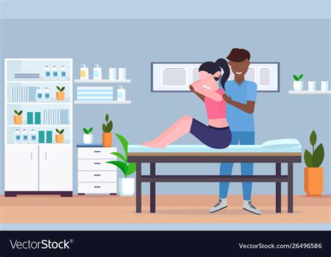 Woman Sitting On Massage Table African American Vector Image