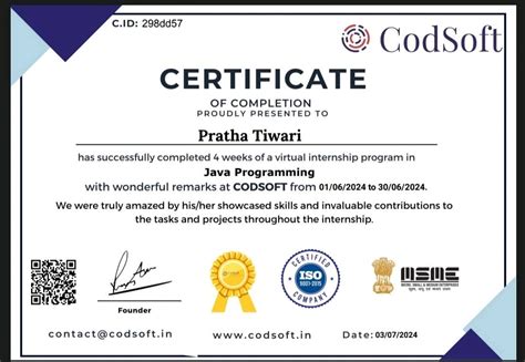 Pratha Tiwari On Linkedin Codsoft Internship Javaprogramming