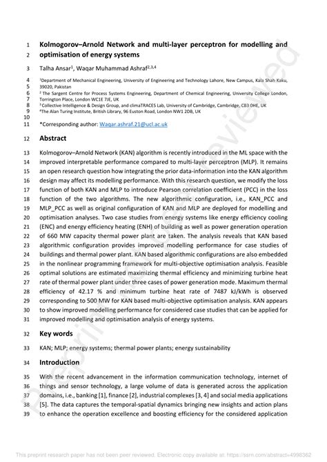Pdf Kolmogorov Arnold Network And Multi Layer Perceptron For Modelling And Optimisation Of