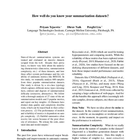 How Well Do You Know Your Summarization Datasets Acl Anthology