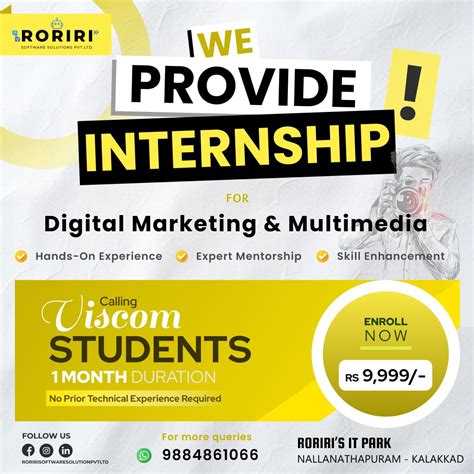 Roriri Software Solutions Pvt Ltd On Linkedin Internship Digitalmarketing Multimedia