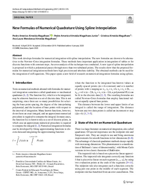 pdf new formulas of numerical quadrature using spline interpolation