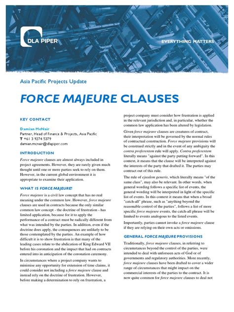 Force Majeure Clauses Pdf Common Law Legal Ethics