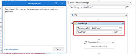 Read Range The Provided File Is Not Encrypted But You Provided A