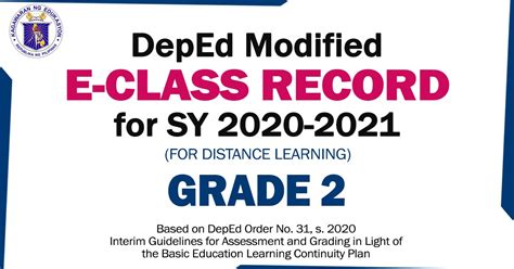 Grade 2 Modified E Class Records For Sy 2020 2021 Free Download Deped Click