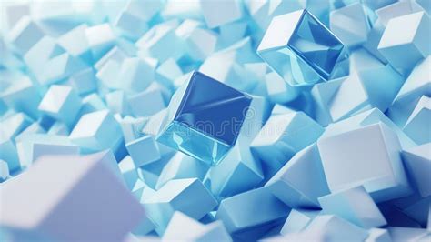 Floating Translucent Cubes In A Sea Of Pastel Blue Cubes Creating An Abstract Visual Effect In A