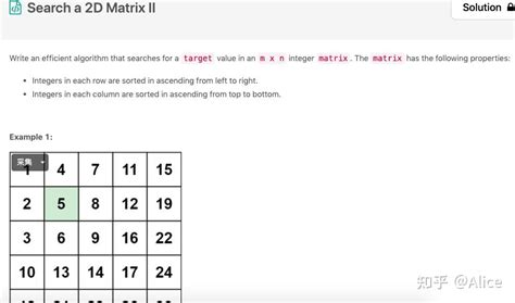 74 二维矩阵中寻找目标值ii(search A 2d Matrix Ii) 知乎 74 二维矩阵中寻找目标值ii(search A 2d Matrix Ii) 知乎